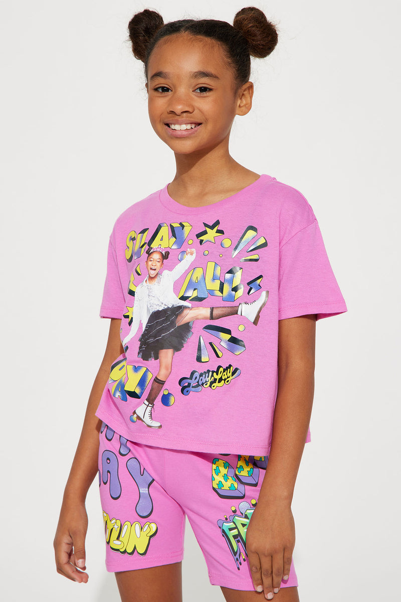Mini Lay Lay Slay All Day Short Set - Pink/combo | Fashion Nova, Kids ...