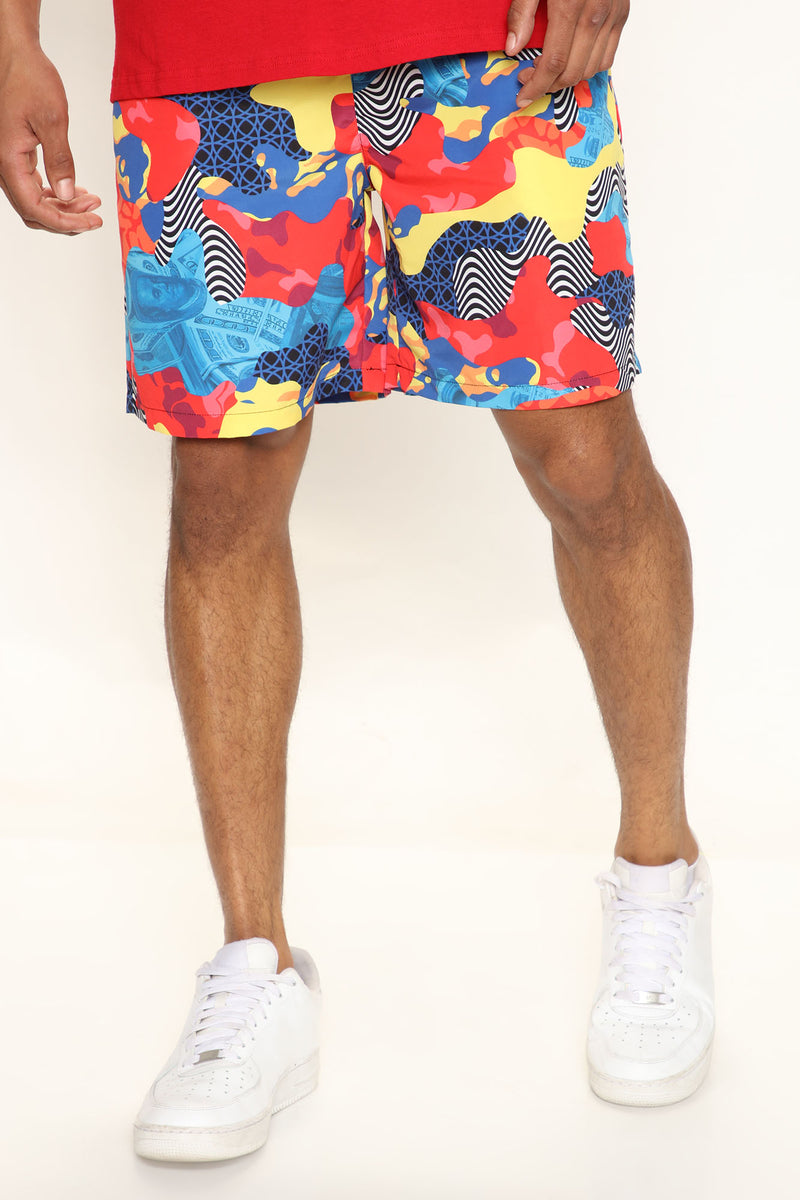 Crazy Wavy Swim Trunks - Red/combo | Fashion Nova, Mens Swim | Fashion Nova