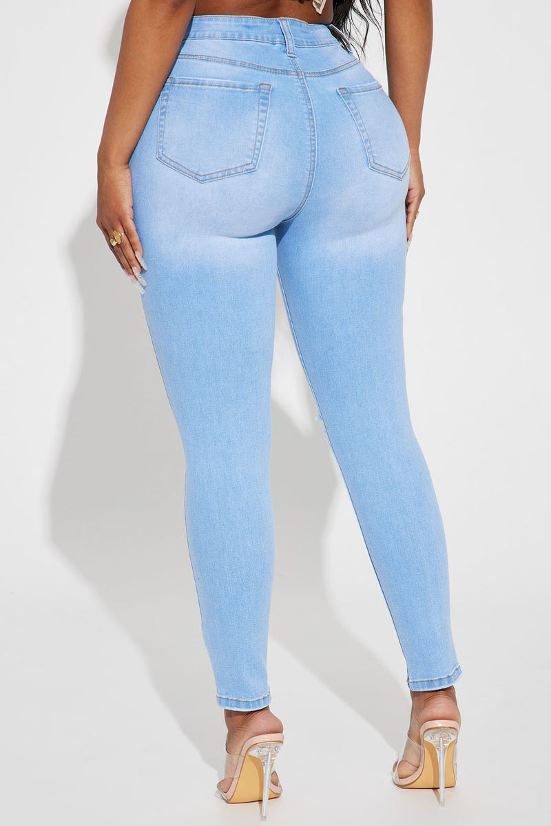 Get To It Distressed Stretch Skinny Jean - Light Wash | Fashion Nova, Jeans | Fashion Nova