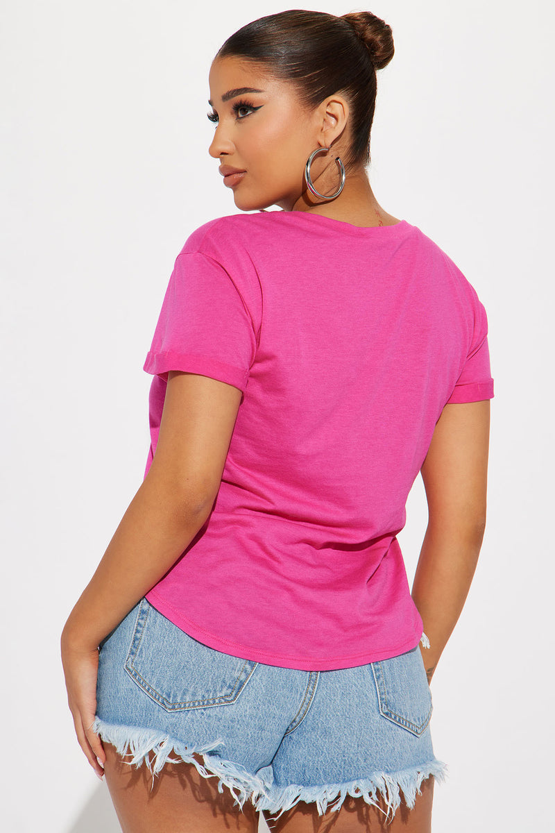 Annie Cuffed Short Sleeve Top - Fuchsia | Fashion Nova, Knit Tops ...