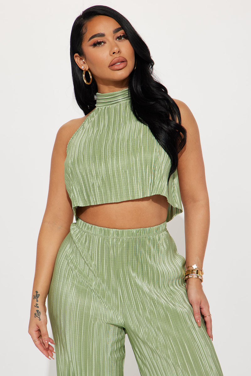 Play Along Plisse Pant Set - Sage | Fashion Nova, Matching Sets ...