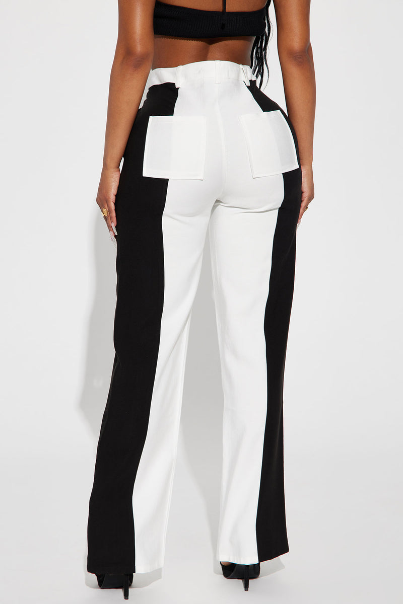 Seeing Double Colorblock Trouser - Black/White | Fashion Nova, Pants ...