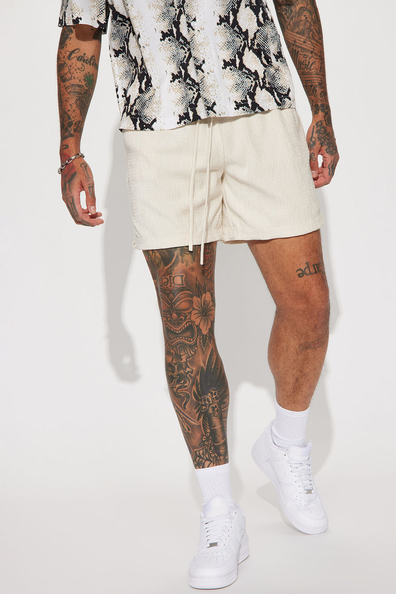 Wavy Textured Short - Beige | Fashion Nova, Mens Shorts | Fashion Nova