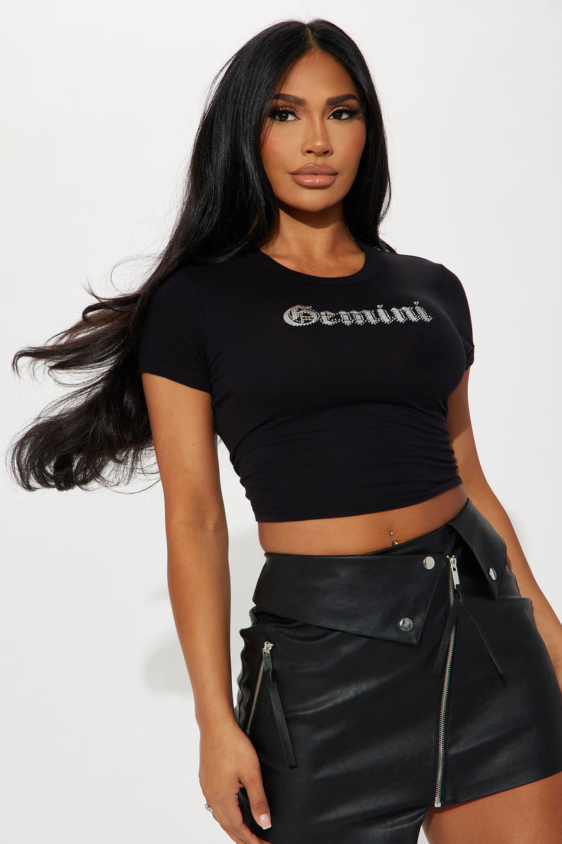 Gemini Metallic Graphic Tee - Black | Fashion Nova, Screens Tops and ...