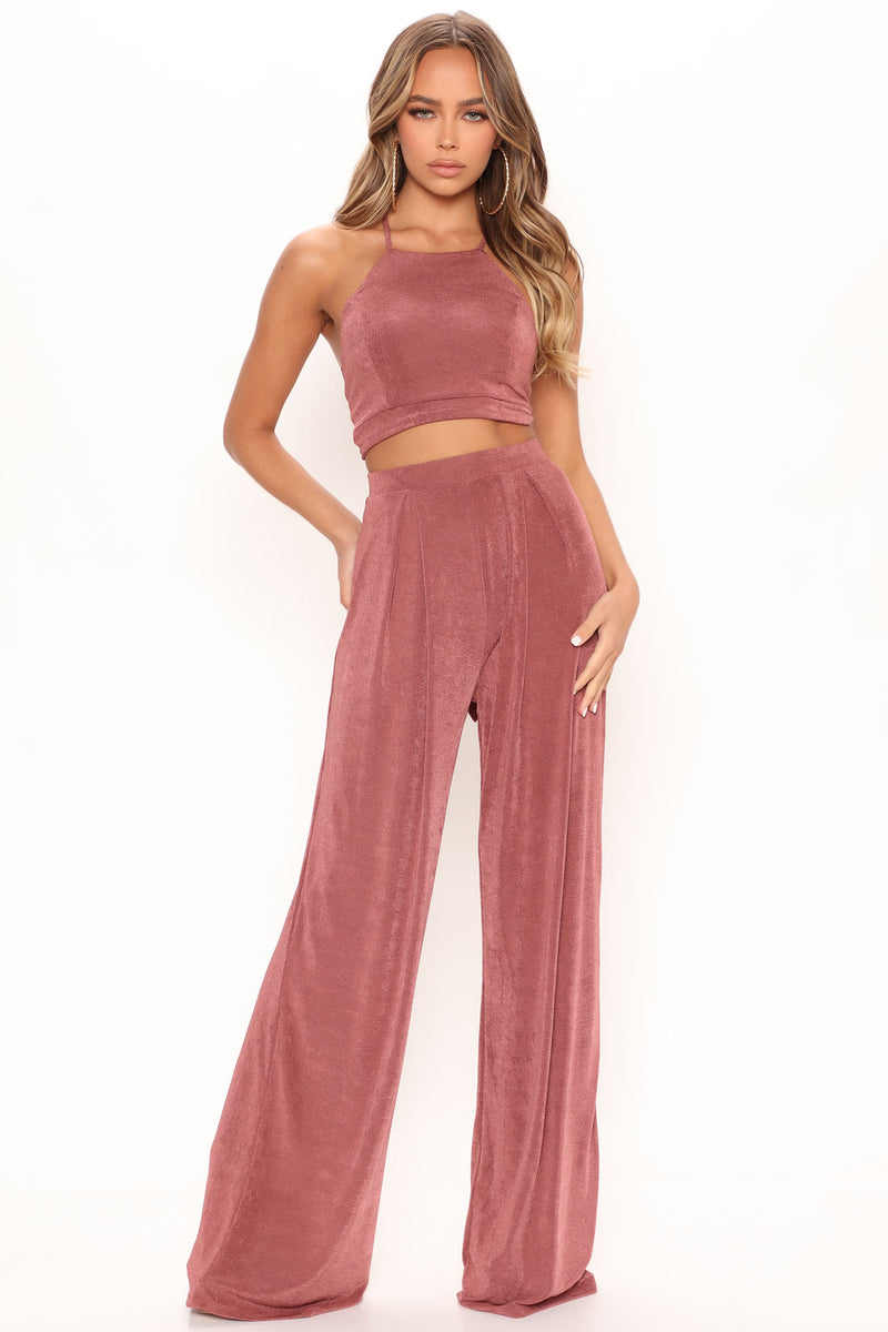 Brynlee Slinky Pant Set 33 - Marsala | Fashion Nova, Matching Sets ...