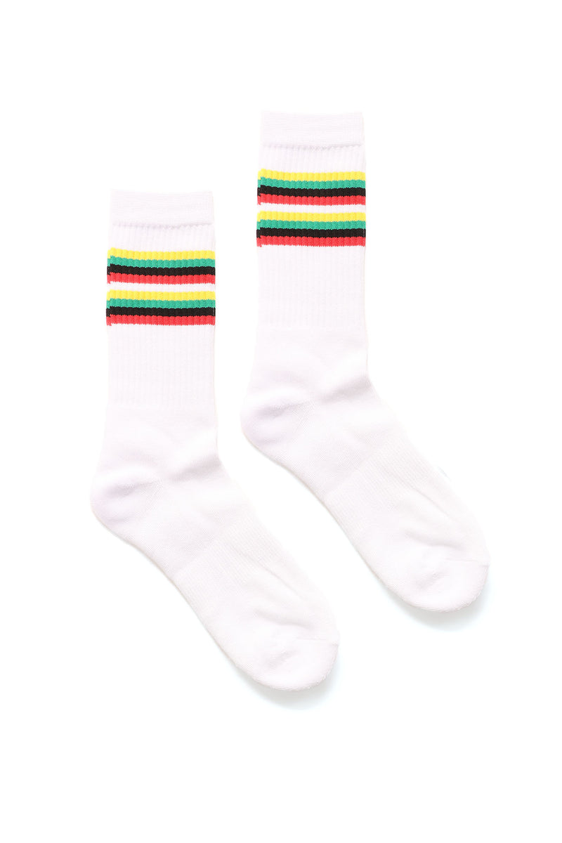 Rasta Striped Socks - White | Fashion Nova, Mens Accessories | Fashion Nova