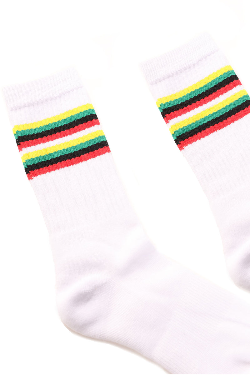 Rasta Striped Socks - White | Fashion Nova, Mens Accessories | Fashion Nova