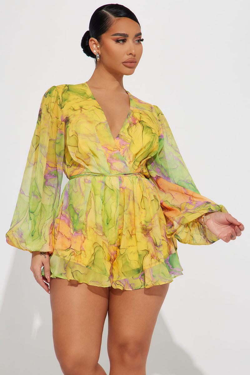 Kacy Chiffon Romper - Yellow | Fashion Nova, Rompers | Fashion Nova