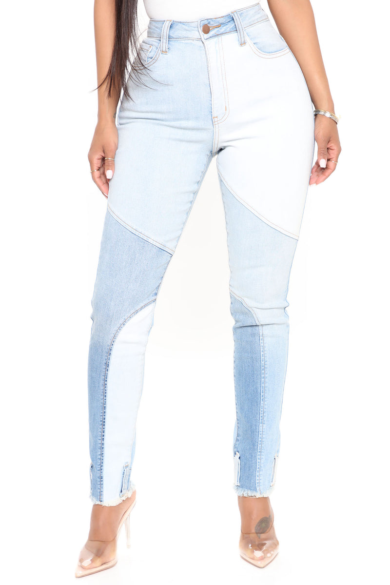 World Turned Upside Down Patchwork Skinny Jeans - Blue/combo | Fashion ...