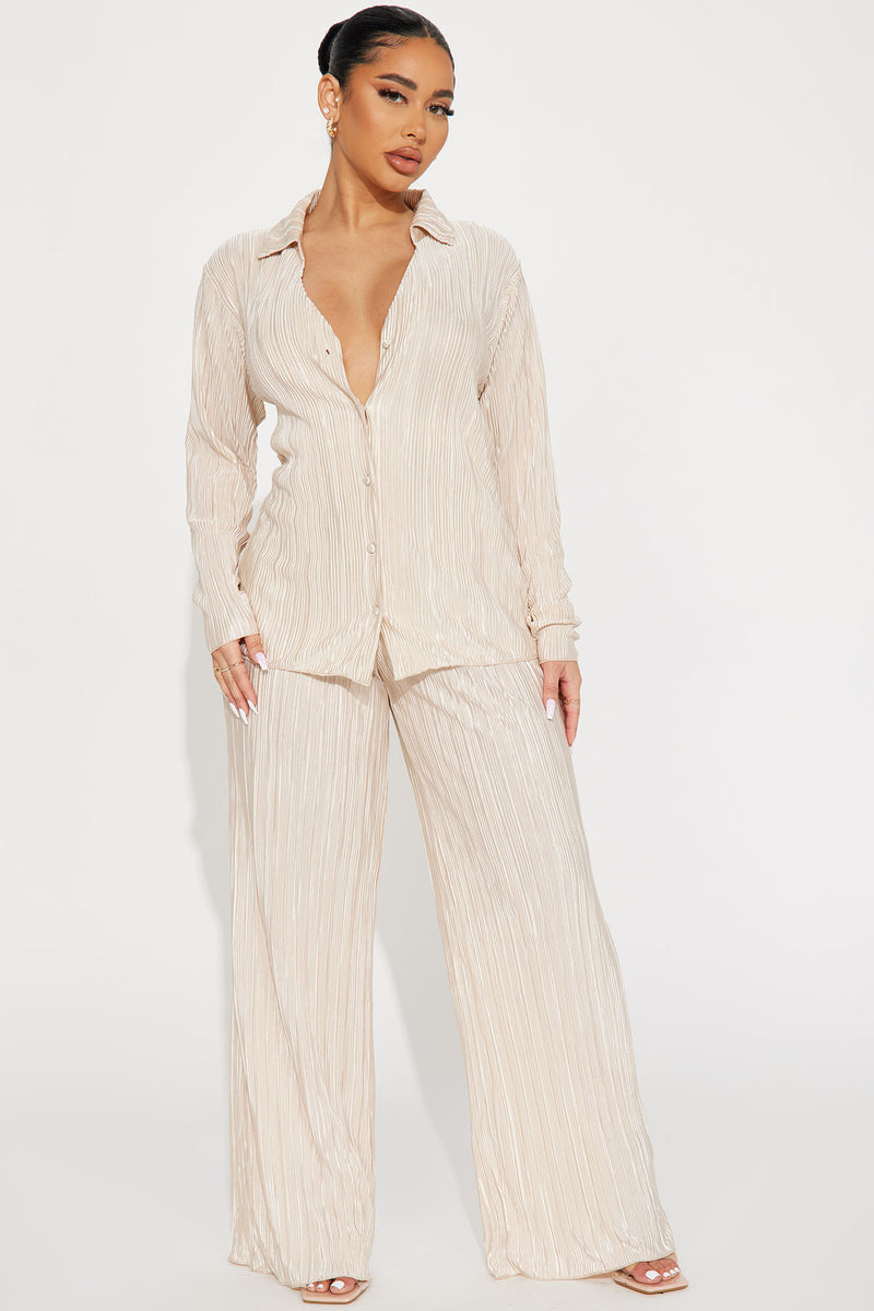 If It Plisse You Pant Set - Champagne | Fashion Nova, Matching Sets ...