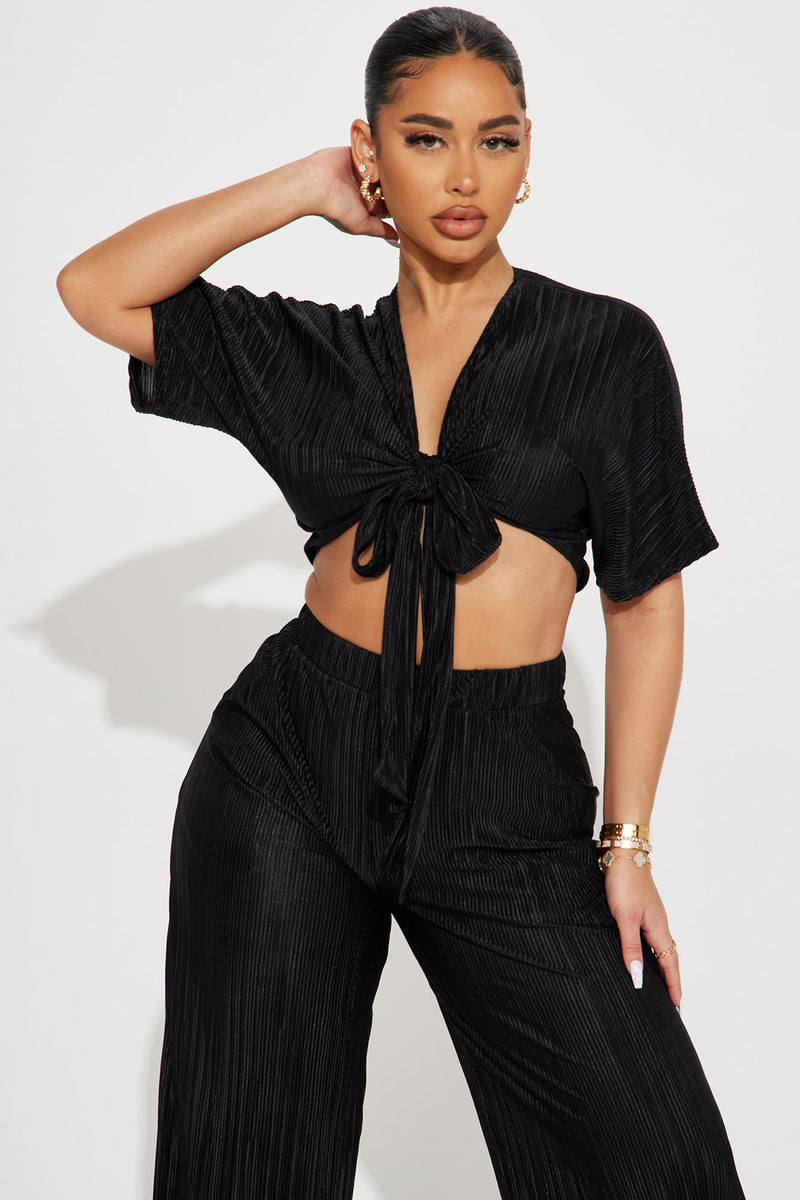 Kassidy Plisse Pant Set - Black | Fashion Nova, Matching Sets | Fashion ...