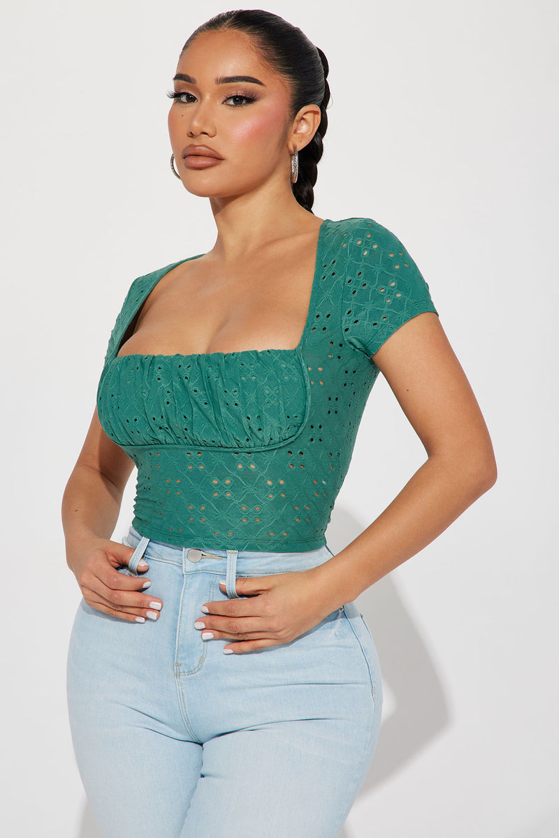 Josephine Eyelet Top - Jade | Fashion Nova, Knit Tops | Fashion Nova