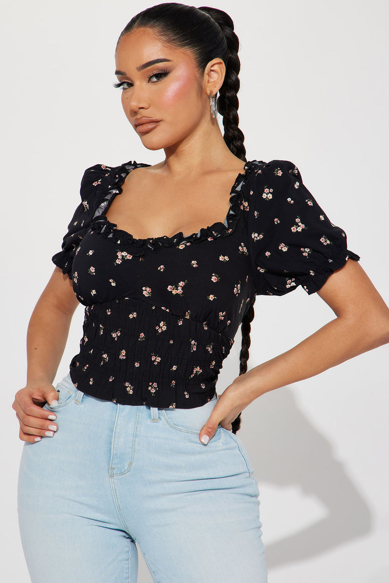 Tyana Floral Top - Black | Fashion Nova, Shirts & Blouses | Fashion Nova