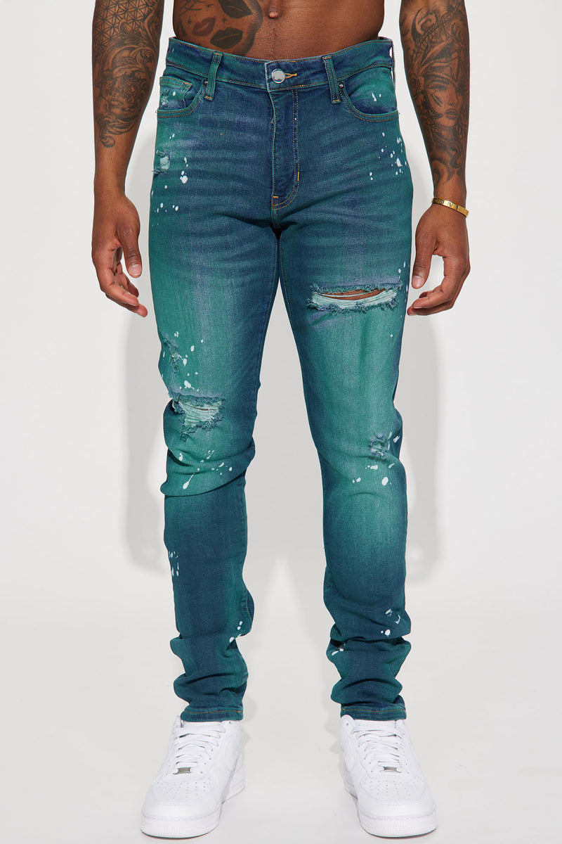 Stick To The Plan Stacked Skinny Jeans - Blue Wash | Fashion Nova, Mens ...