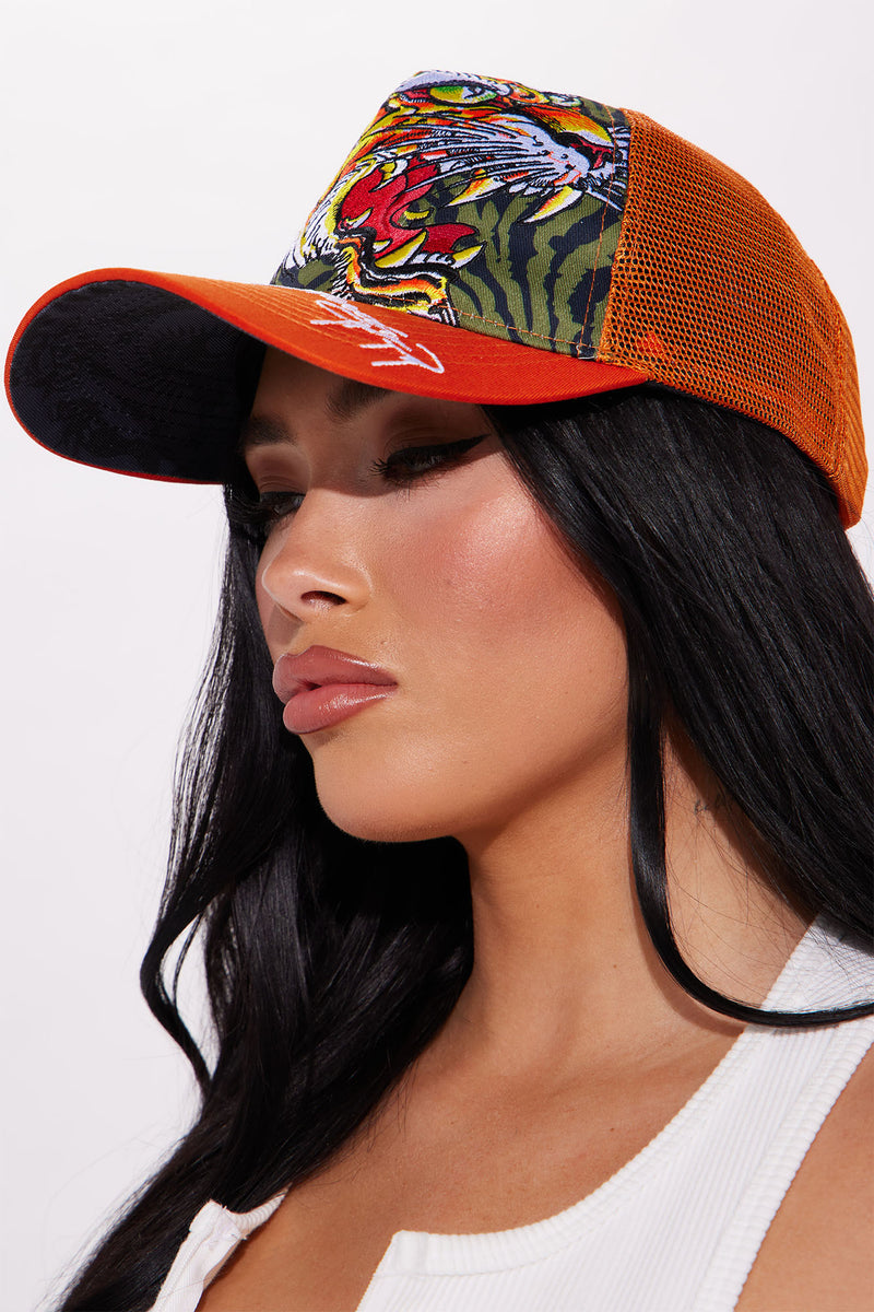 Ed Hardy Tiger Trucker Hat - Orange/combo | Fashion Nova, Accessories ...
