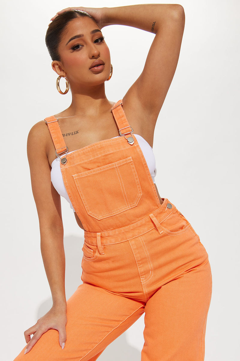 Take A Chance Non Stretch Denim Overalls - Orange | Fashion Nova, Jeans ...