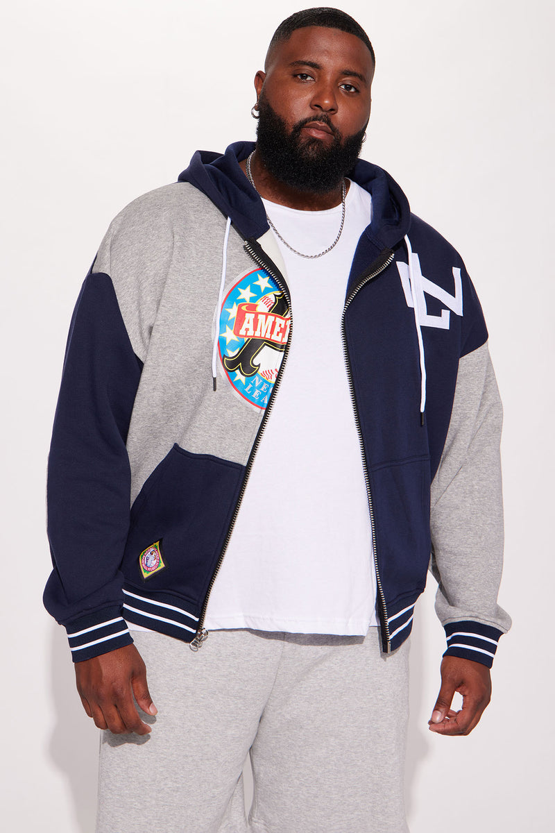 NLB Zip Up Hoodie - Navy | Fashion Nova, Mens Fleece Tops | Fashion Nova