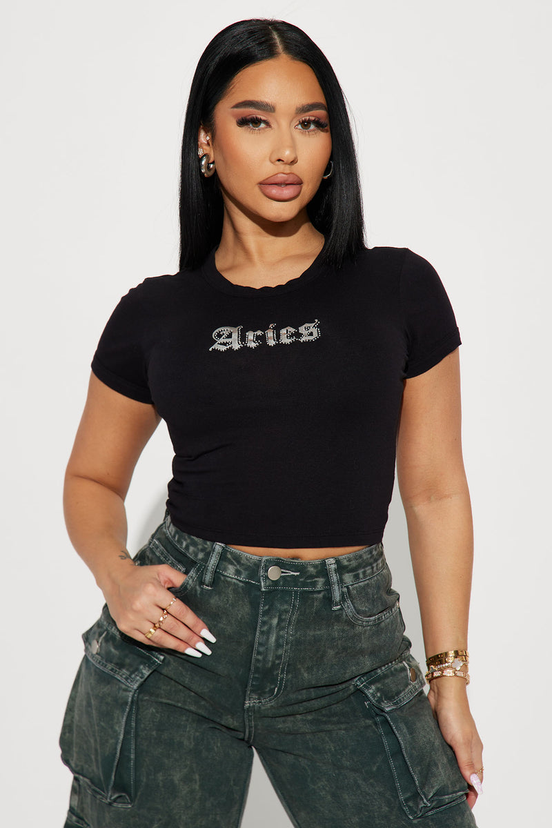 Aries Metallic Graphic Tee - Black | Fashion Nova, Screens Tops and ...