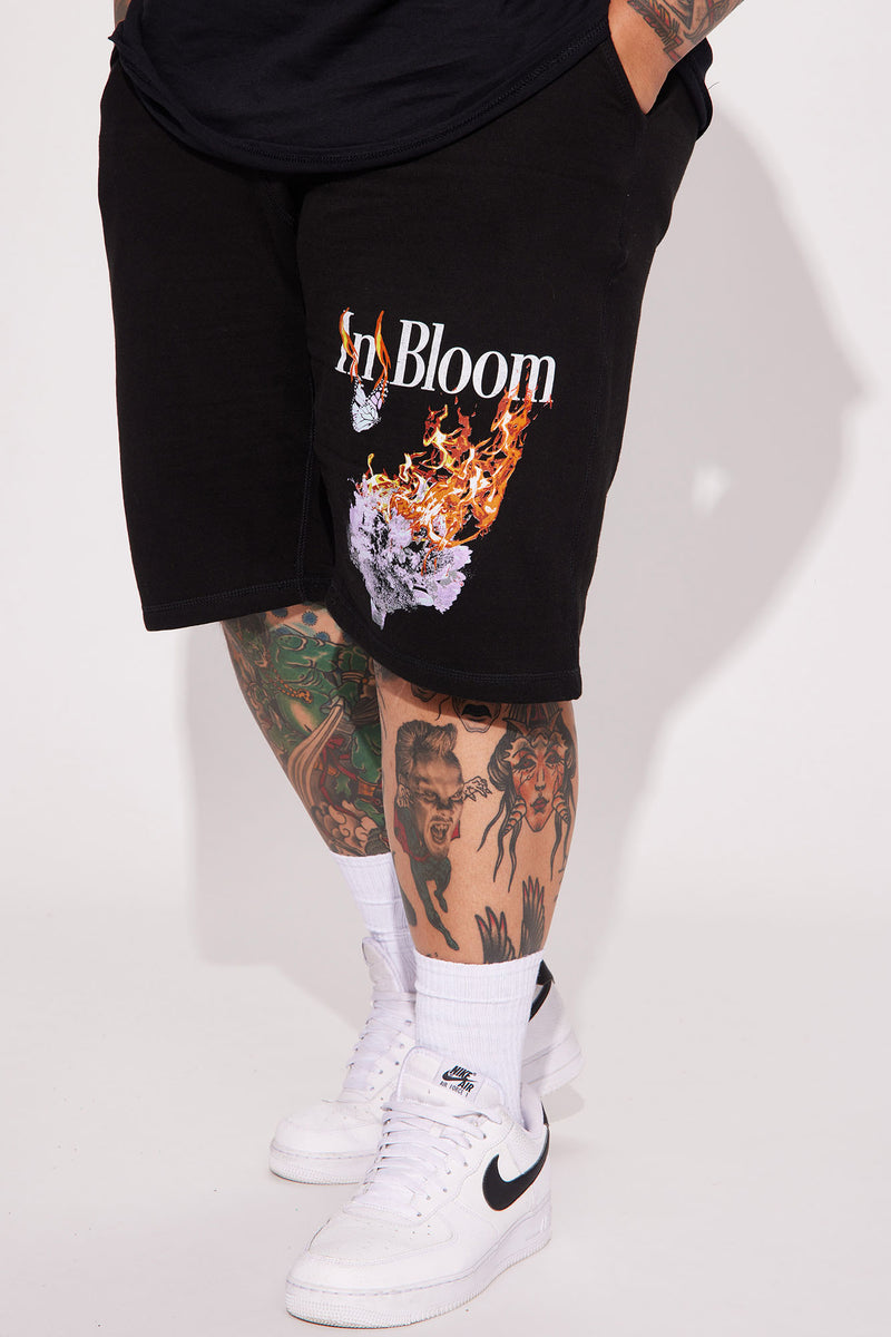 In Bloom Shorts - Black | Fashion Nova, Mens Fleece Bottoms | Fashion Nova