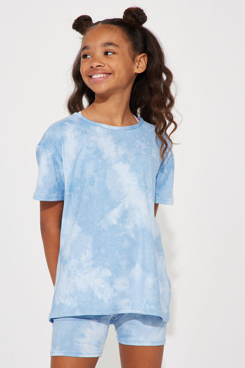 Mini Chelsea All Tie Dye All The Time Biker Short Set - Blue | Fashion ...