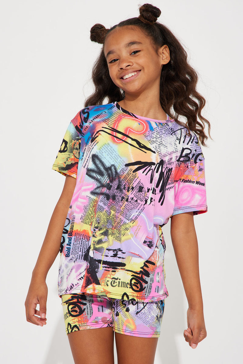 Mini Chelsea Words Are Everything Biker Short Set - Multi Color ...