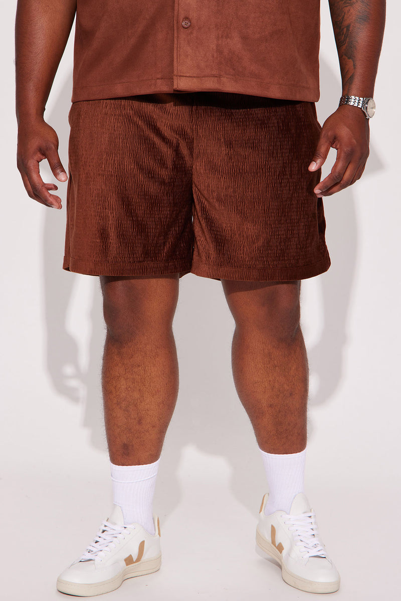 Wavy Textured Short - Chocolate | Fashion Nova, Mens Shorts | Fashion Nova