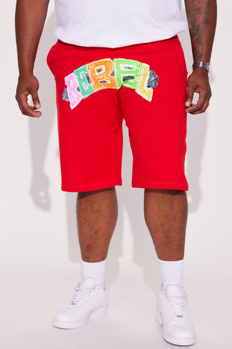 Warped Rebel Shorts - Red | Fashion Nova, Mens Fleece Bottoms | Fashion ...