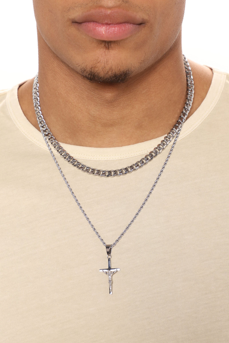 Crucifix 2 Piece Chain Set - Silver | Fashion Nova, Mens Jewelry ...