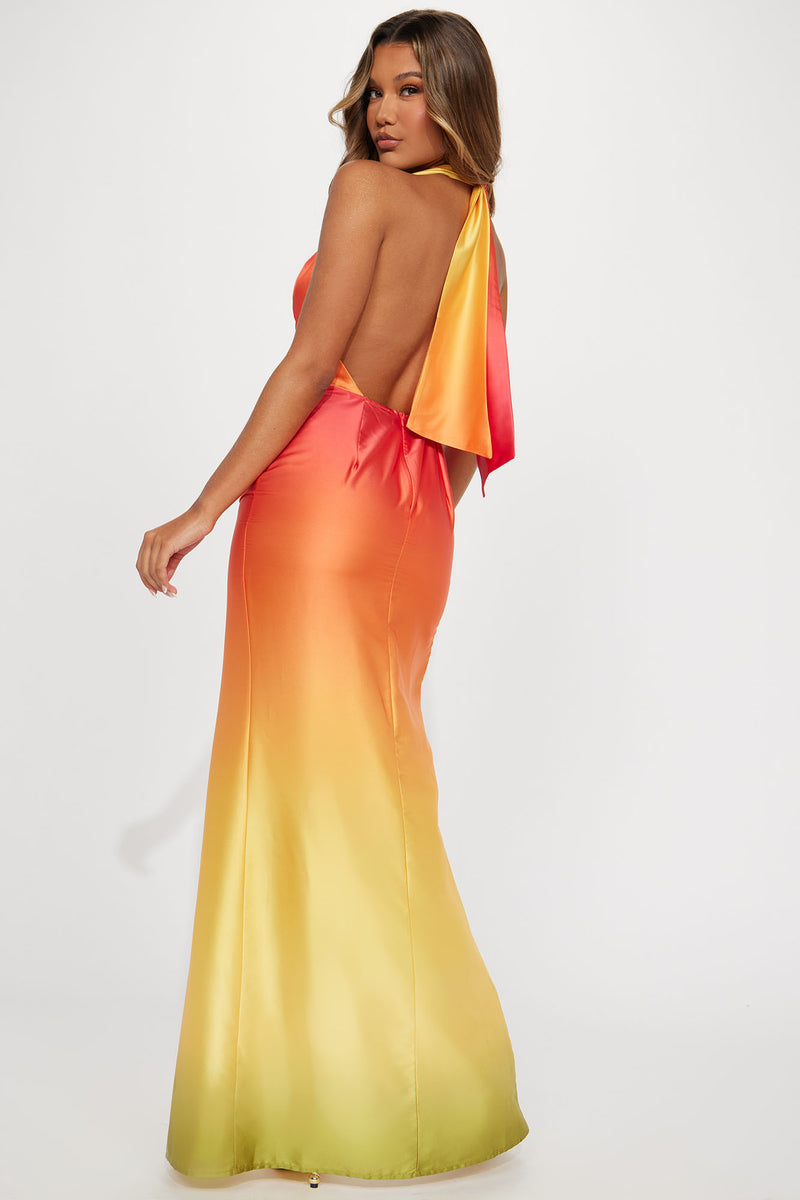 Camelle Satin Maxi Dress - Coral/combo | Fashion Nova, Dresses ...