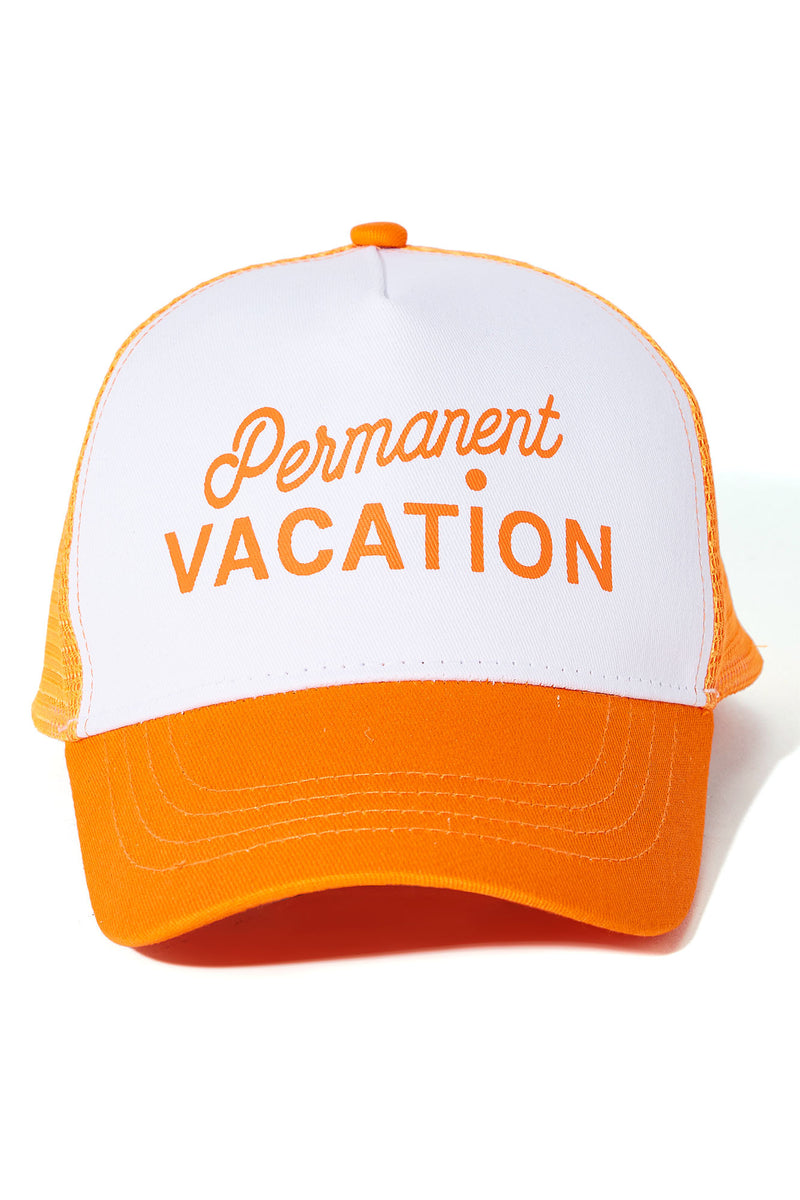 Permanent Vacation Trucker Hat - Orange/combo | Fashion Nova ...