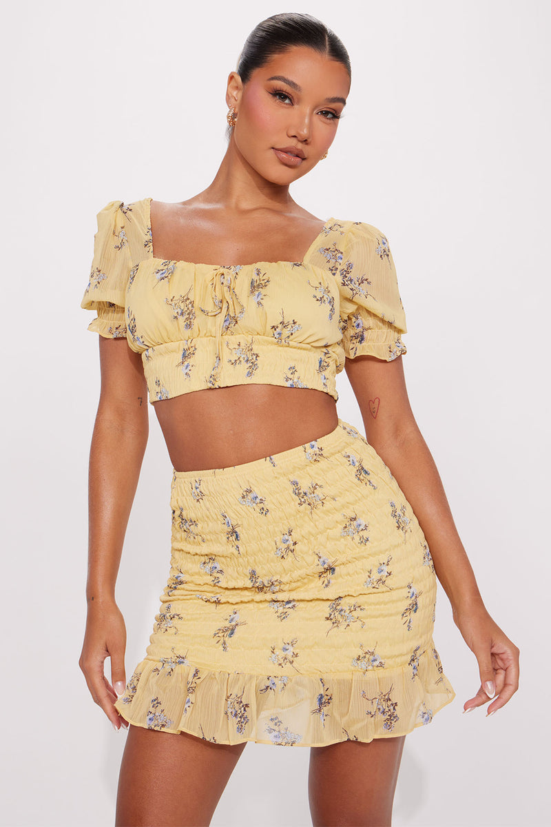 Floral Time Skirt Set - Yellow | Fashion Nova, Matching Sets | Fashion Nova