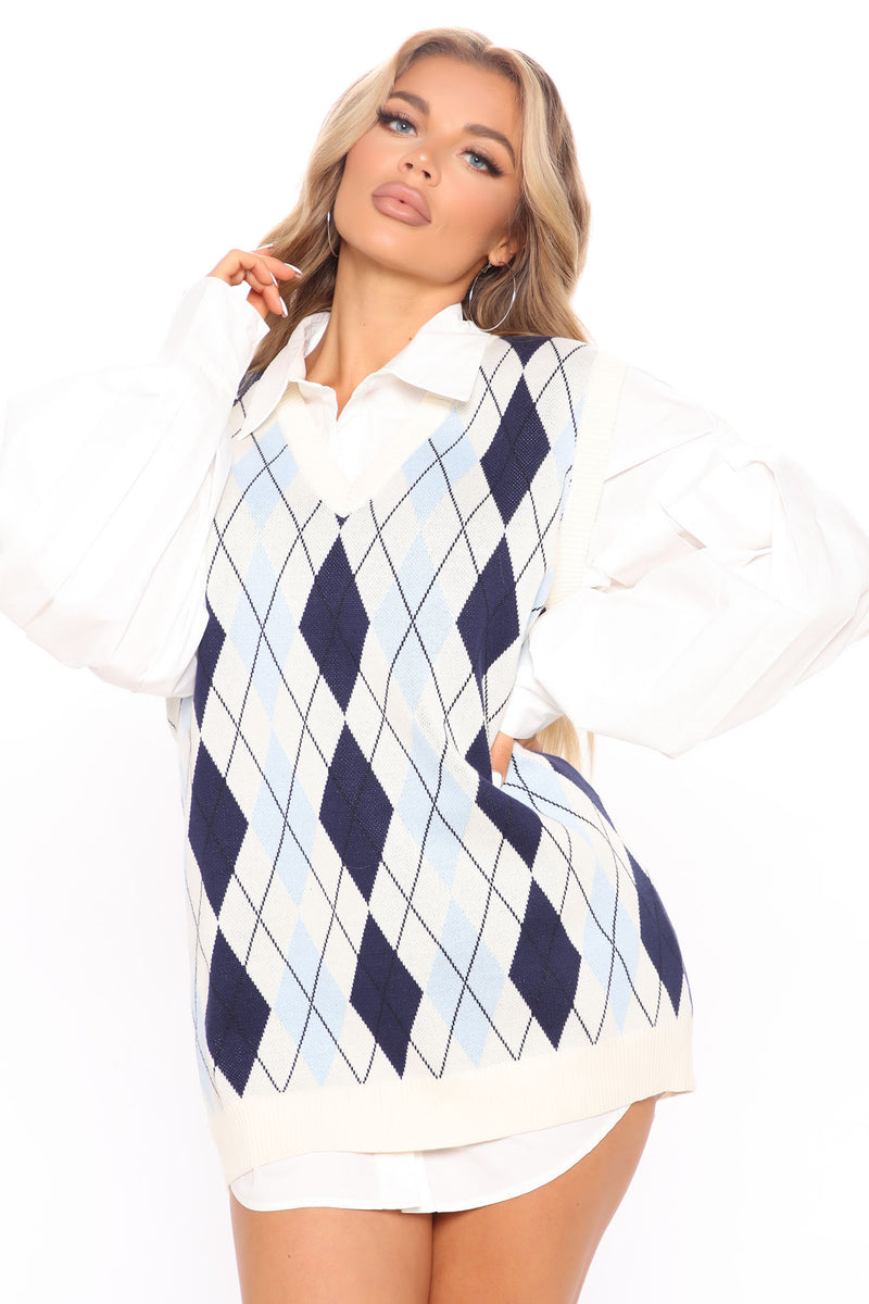 Hampton Queen Sweater Vest - Blue/combo | Fashion Nova, Sweaters ...