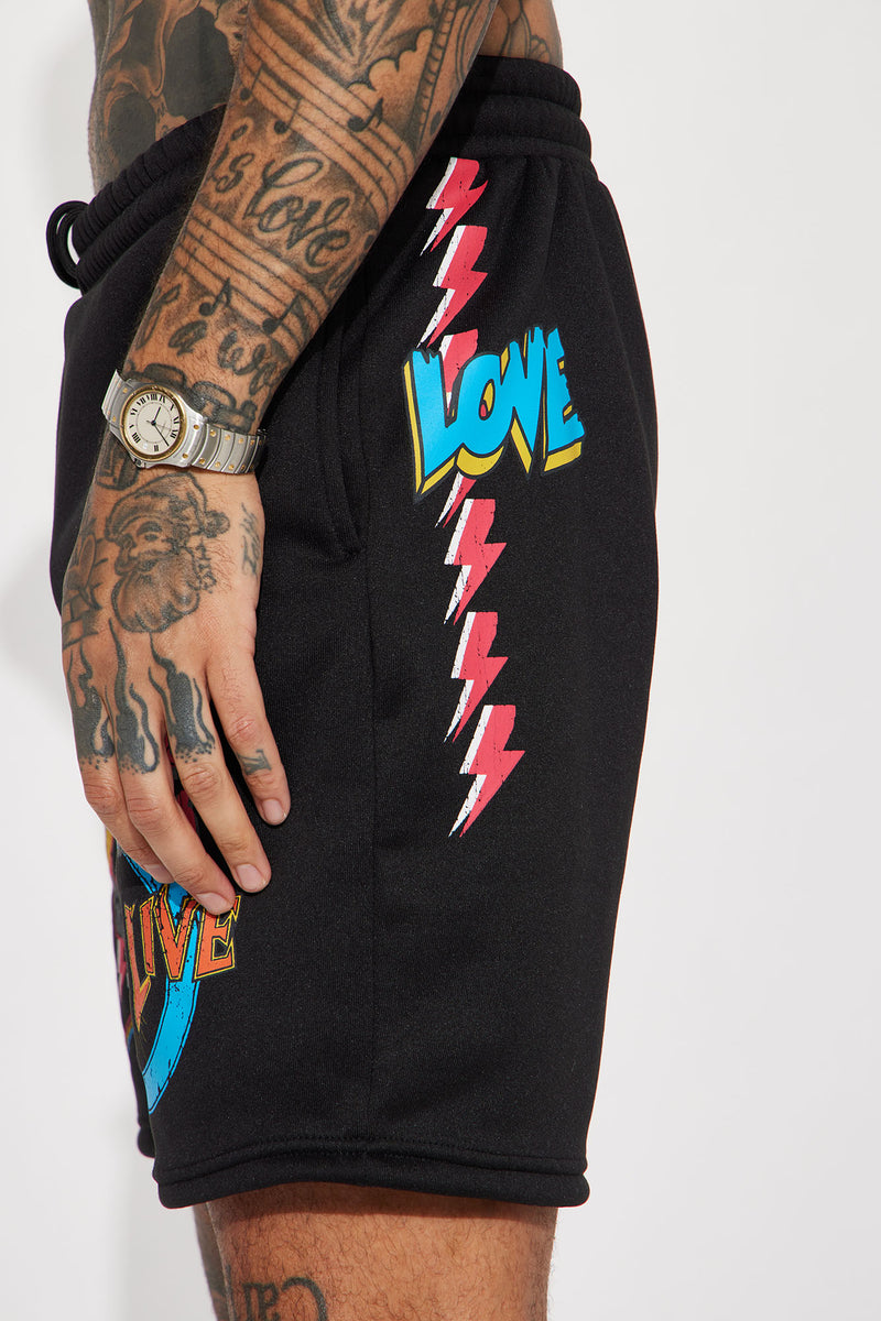 Rock N Roll Shorts - Black | Fashion Nova, Mens Fleece Bottoms ...