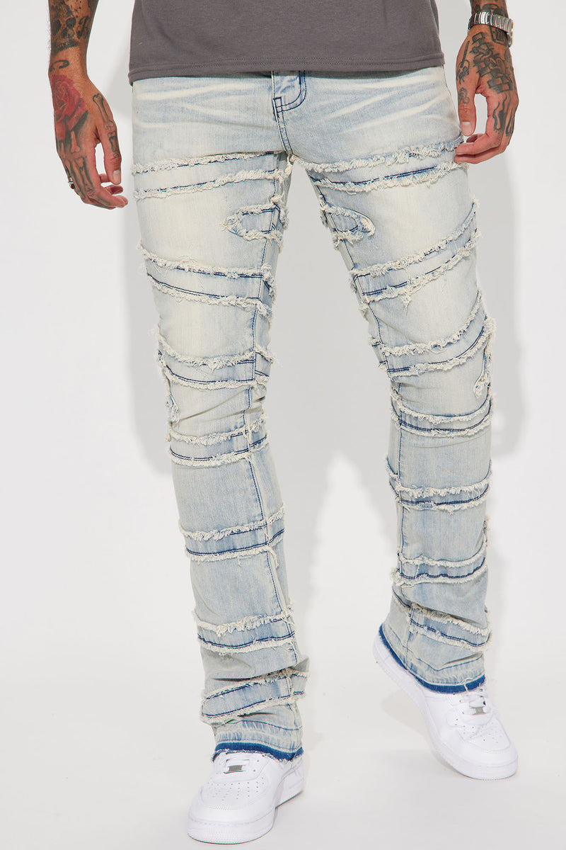 About Fray Stacked Skinny Flare Jeans - Light Wash | Fashion Nova, Mens ...