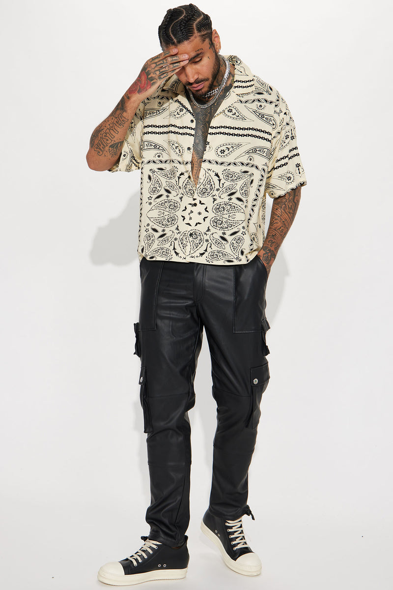 Bout That Bandana Short Sleeve Button Up - Cream | Fashion Nova, Mens ...