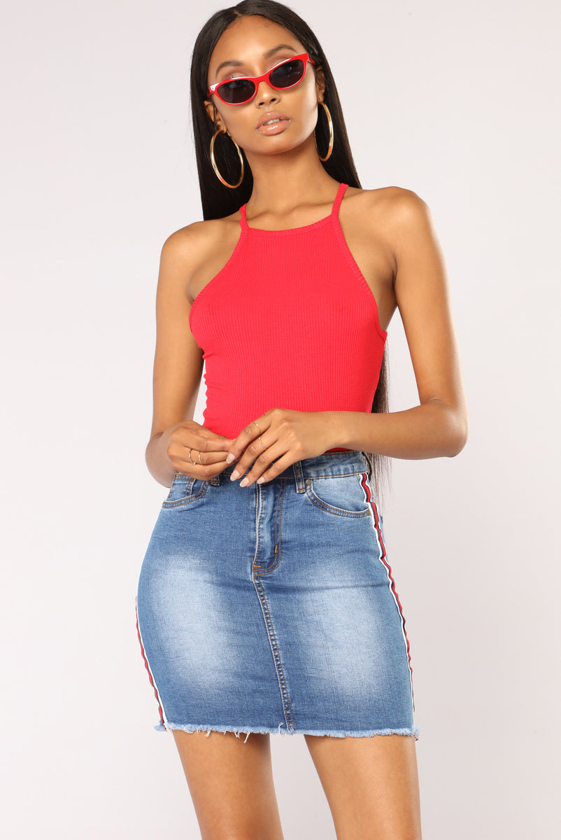 Demi Racer Back Crop Cami II Top - Red | Fashion Nova, Basic Tops ...