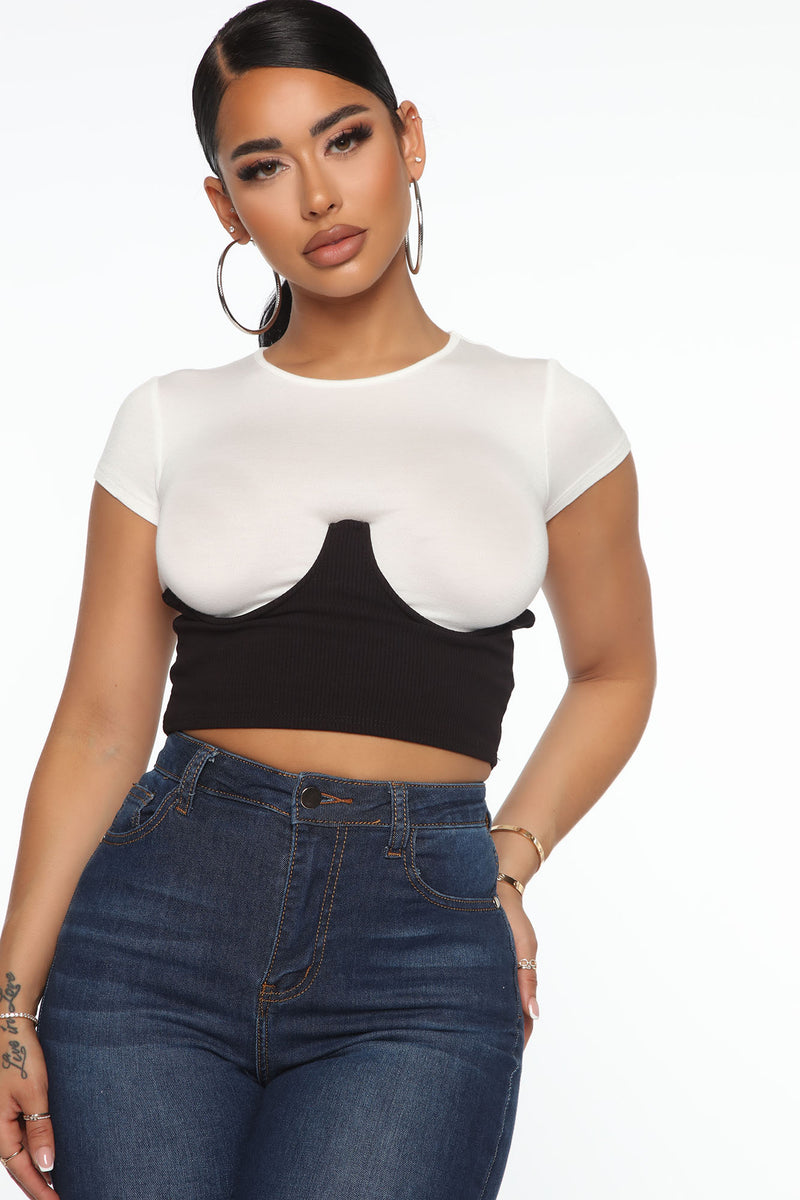 Double Up Contrast Top 2pcs Set - White/Black | Fashion Nova, Knit Tops ...