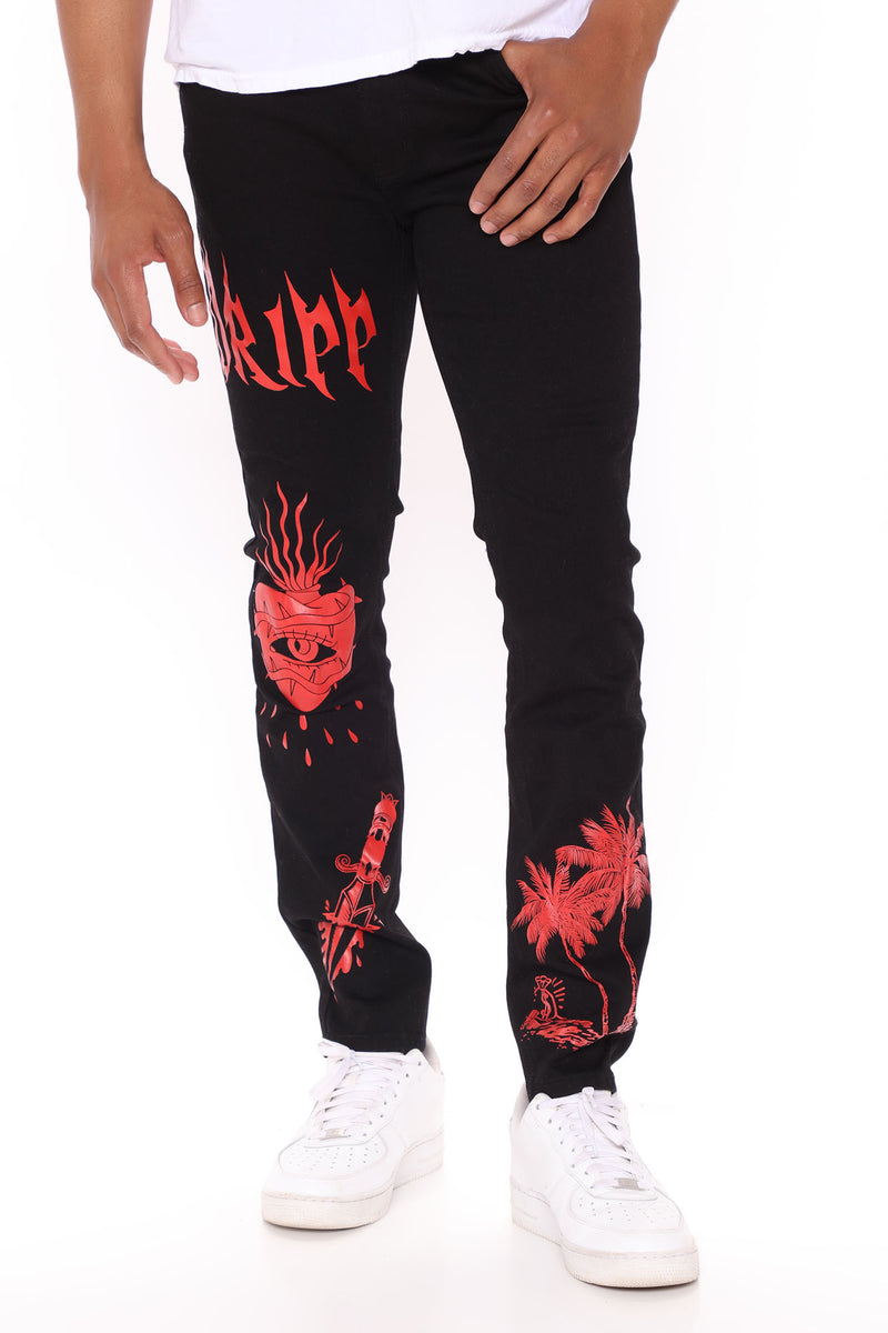 Dripped Skinny Jean - Black Wash | Fashion Nova, Mens Jeans | Fashion Nova