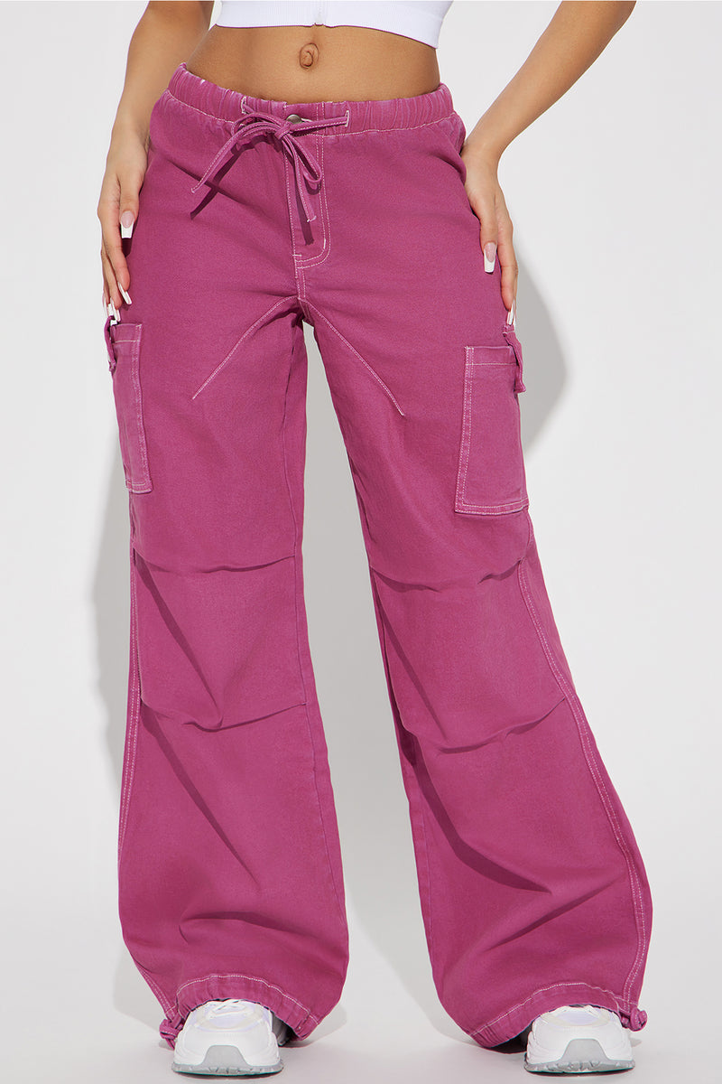 Flying High Low Stretch Cargo Jeans - Raspberry | Fashion Nova, Jeans ...