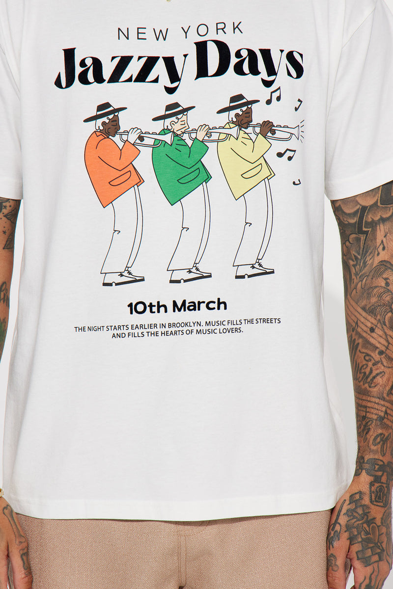 New York Jazzy Days Short Sleeve Tee - Off White | Fashion Nova, Mens ...