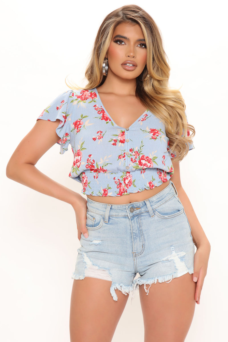 Kaelyn Crop Top - Light Blue | Fashion Nova, Knit Tops | Fashion Nova