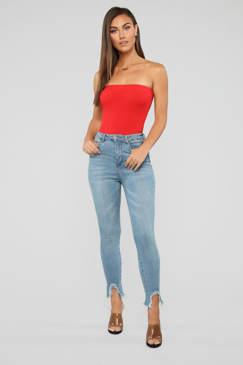 Hailey Ribbed Bodysuit - Red | Fashion Nova, Basic Tops & Bodysuits ...