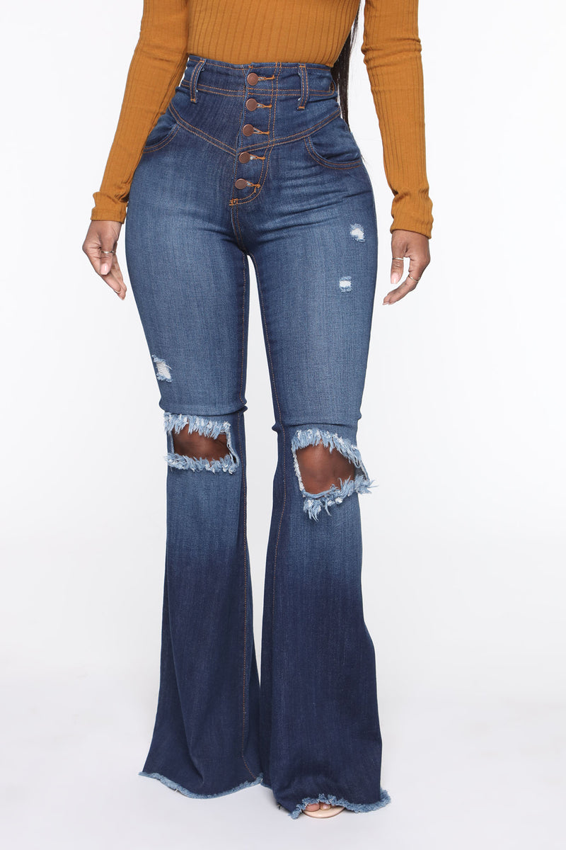 Stacked For Days Bell Bottom Jeans - Dark Denim | Fashion Nova, Jeans ...