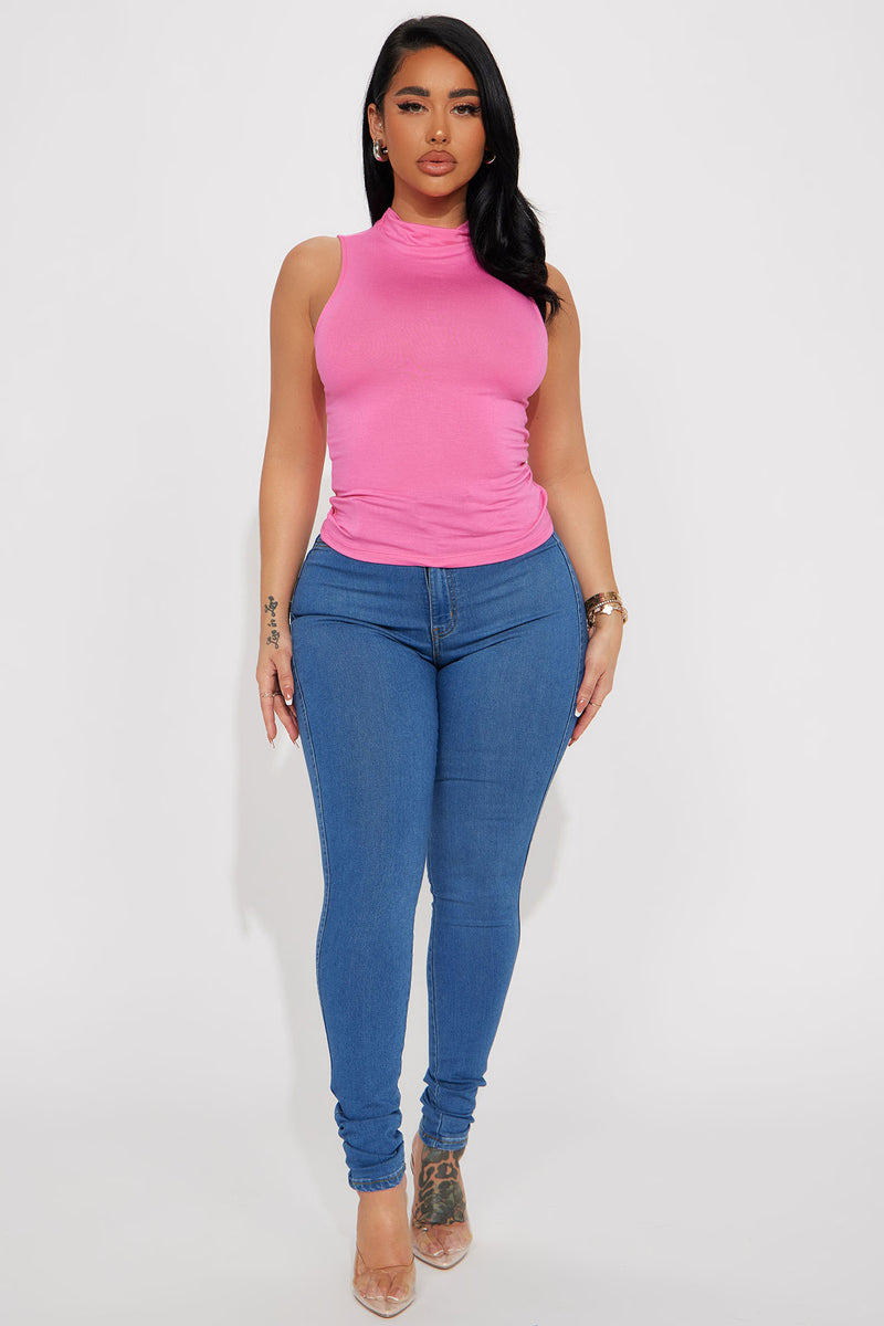 Lizzy Mock Neck Top - Pink | Fashion Nova, Basic Tops & Bodysuits ...