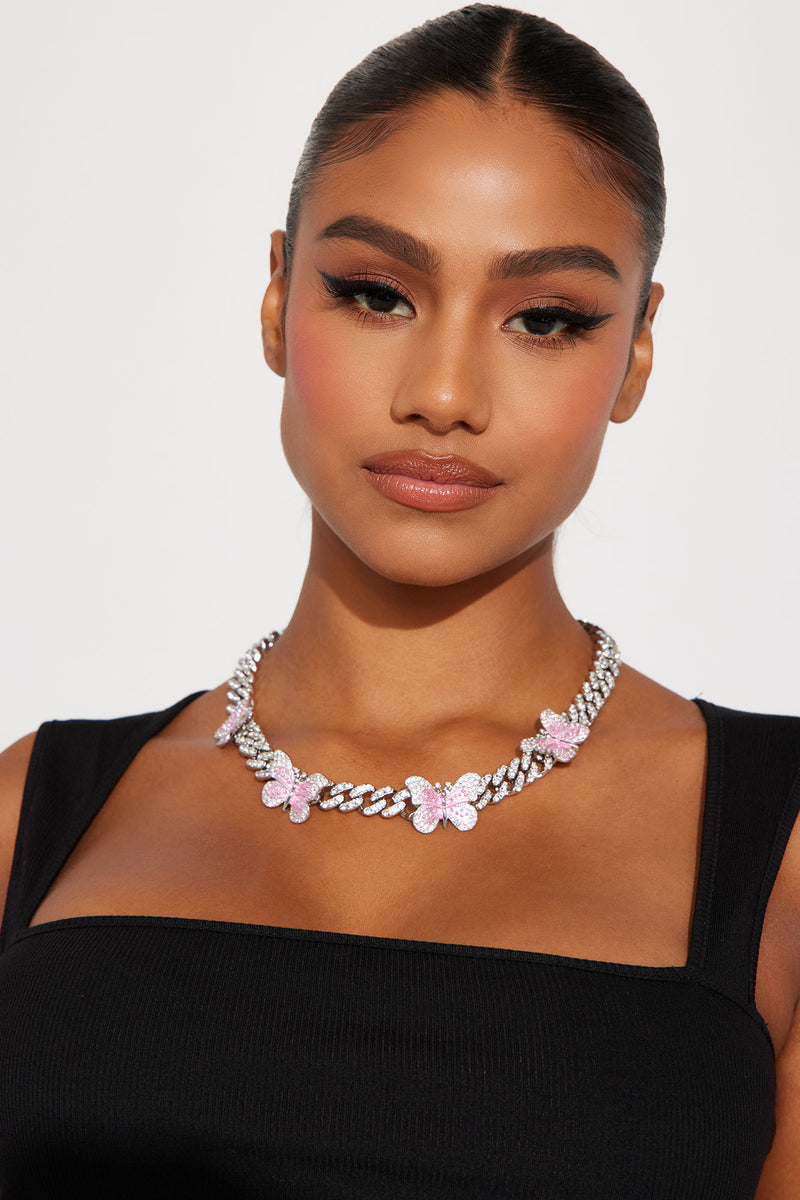 Flutter Flutter Iced Out Chain Necklace - Pink/combo | Fashion Nova ...
