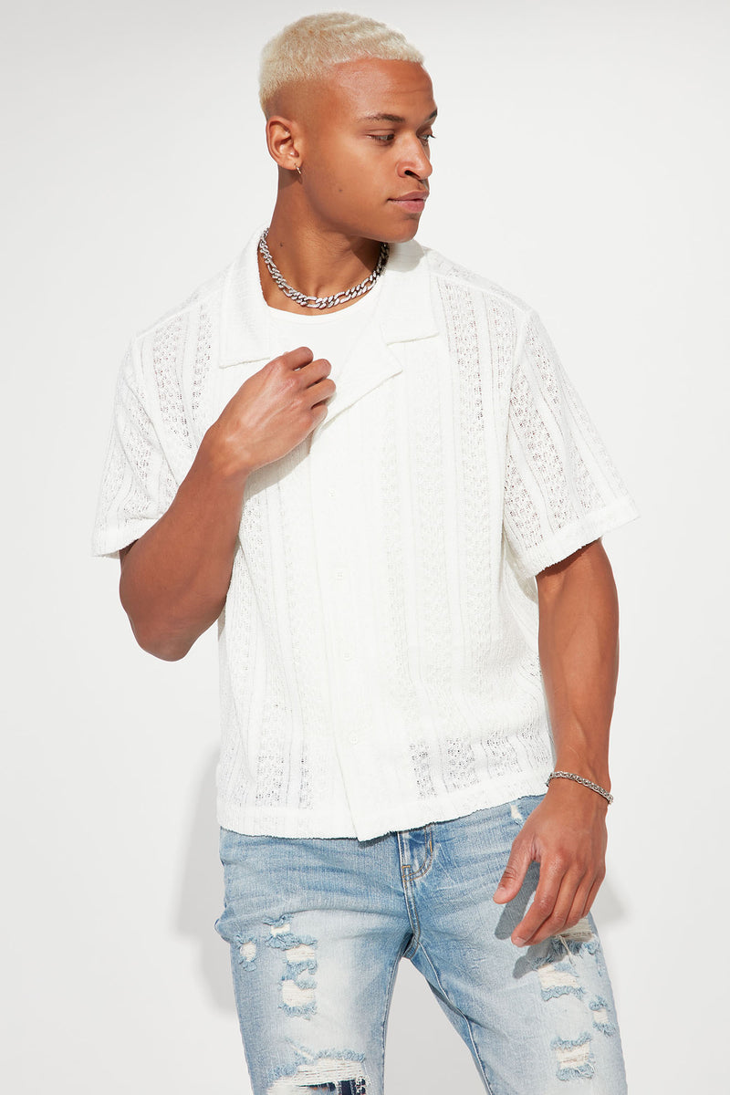 Good Guy Lace Short Sleeve Shirt - Cream | Fashion Nova, Mens Tees ...