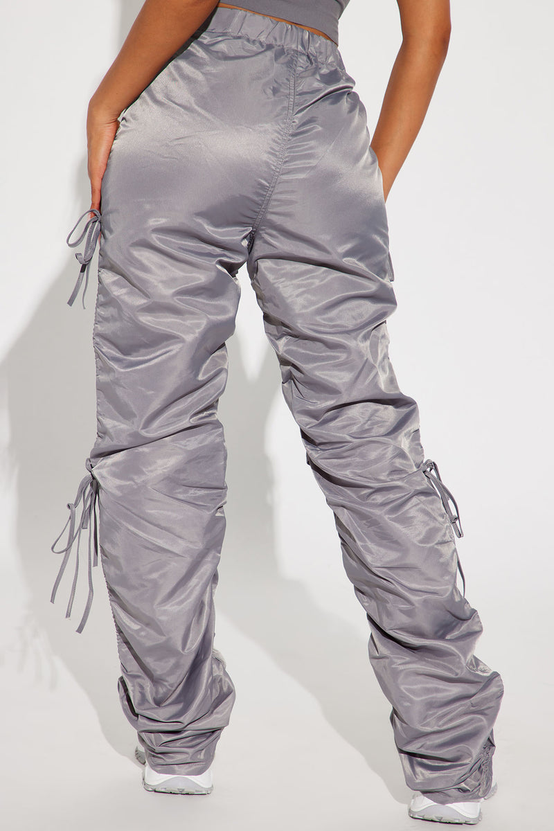 It's Settled Nylon Stacked Pant - Grey | Fashion Nova, Pants | Fashion Nova