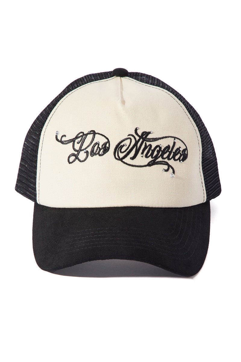 Los Angeles Rhinestone Trucker Hat - White/Black | Fashion Nova, Mens ...
