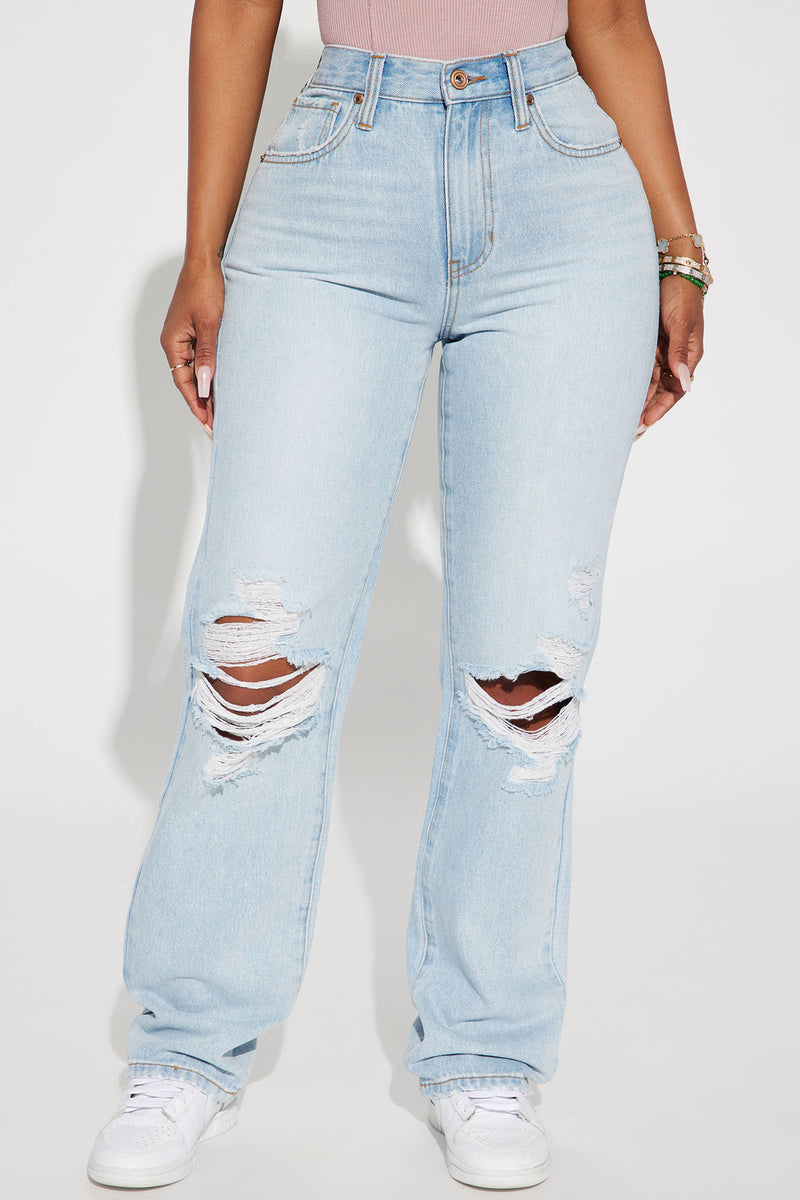 Only One Non Stretch Ripped Straight Leg Jean - Light Wash | Fashion ...