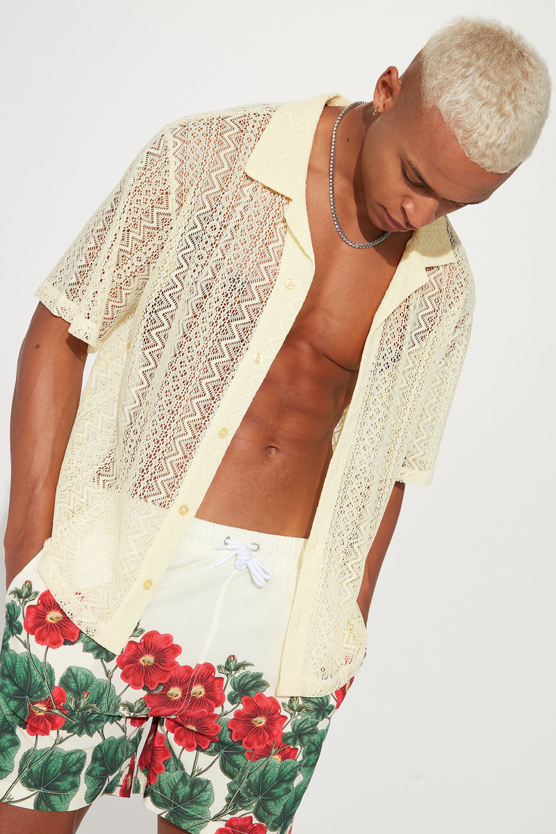 Wavelength Short Sleeve Knit Button Up - Cream | Fashion Nova, Mens ...